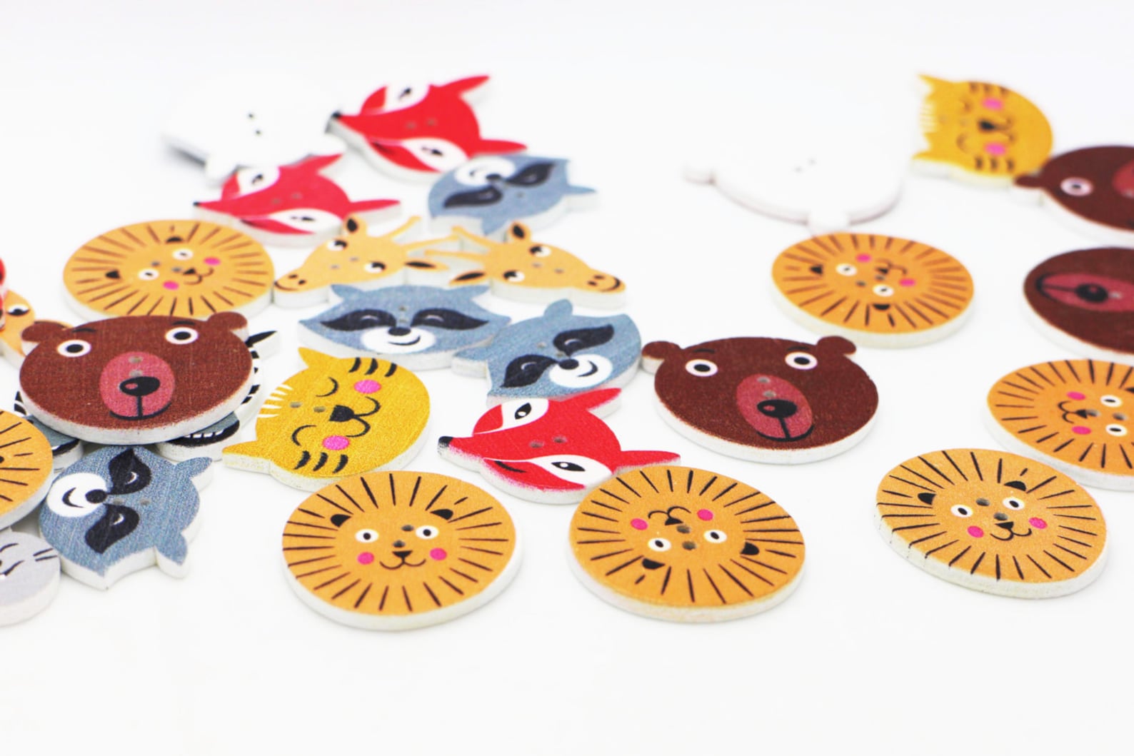 Zoo Animal Wooden Button Children Button Lion Bear Zebra - Etsy