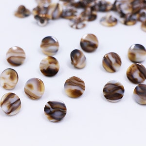 Brown Marble Pattern Shank Buttons, Round Flat Top, Brown and White ...