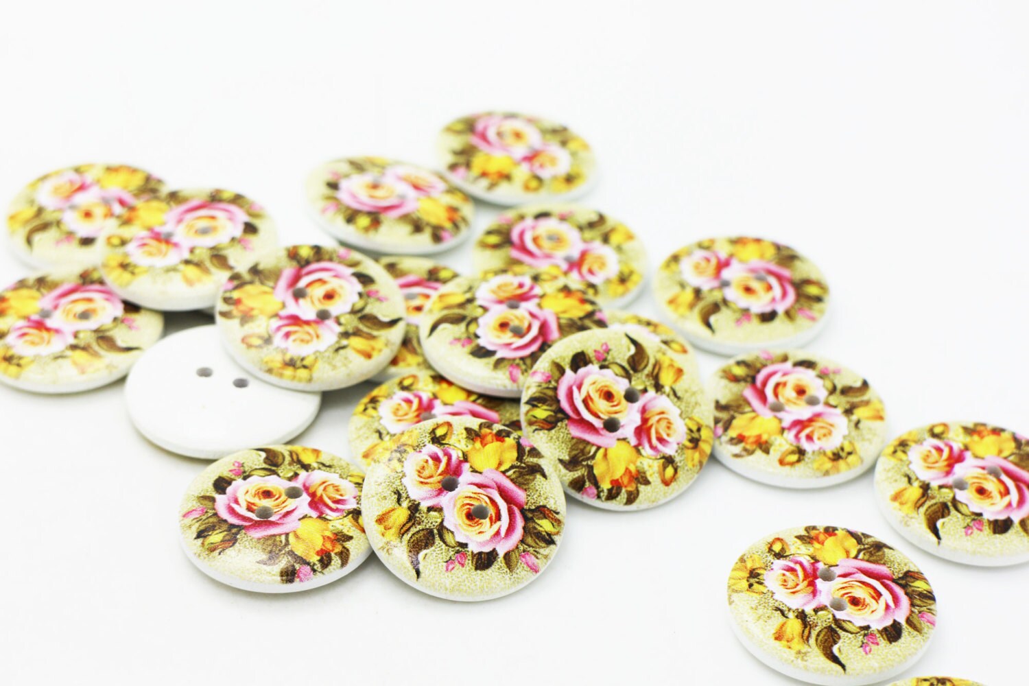 Vintage Roses Wooden Button Coat Button Flower Button | Etsy