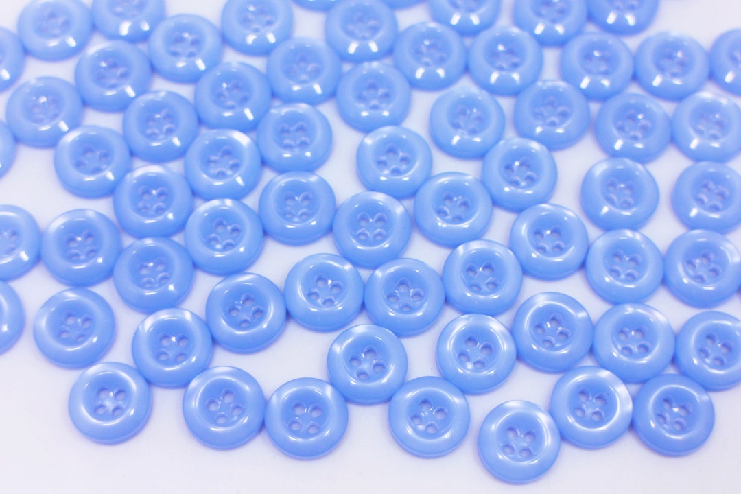 Baby Blue Buttons, Pastel Blue Color, Shiny, Small Size, Made of Resin ...