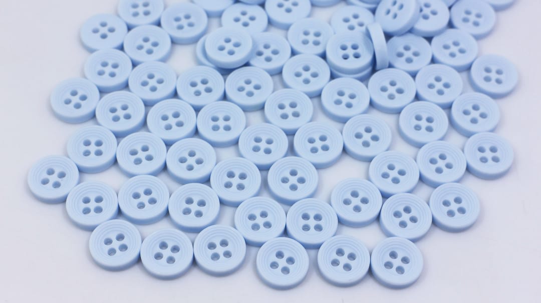 Matte Light Blue Buttons, Pastel Blue Solid Color, Four Holes, Made of ...