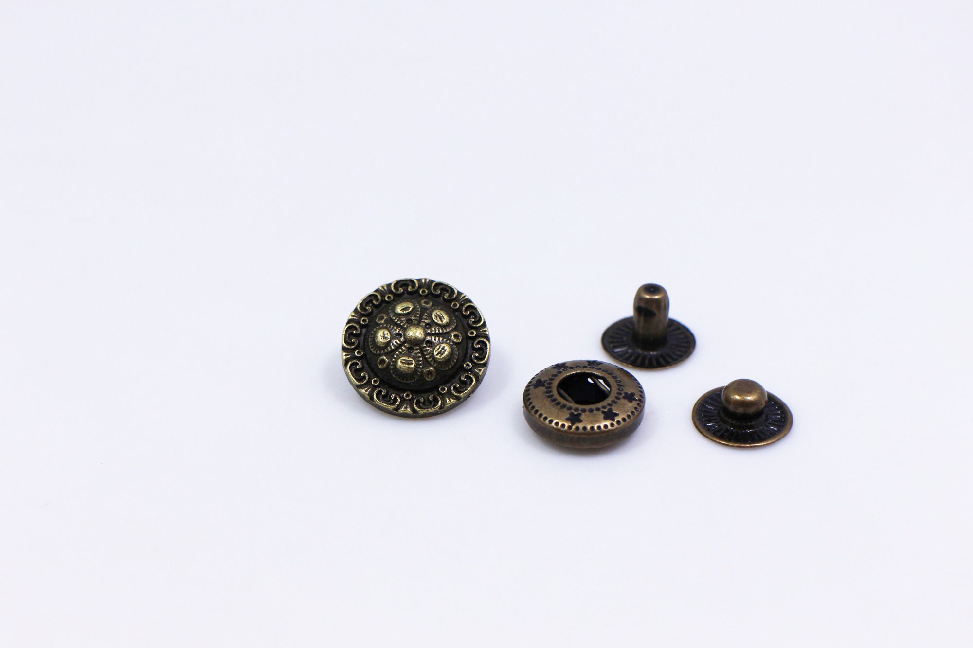 Flower Snap Fastener Button, Bronze Color, Upholstery Buttons, Metal ...
