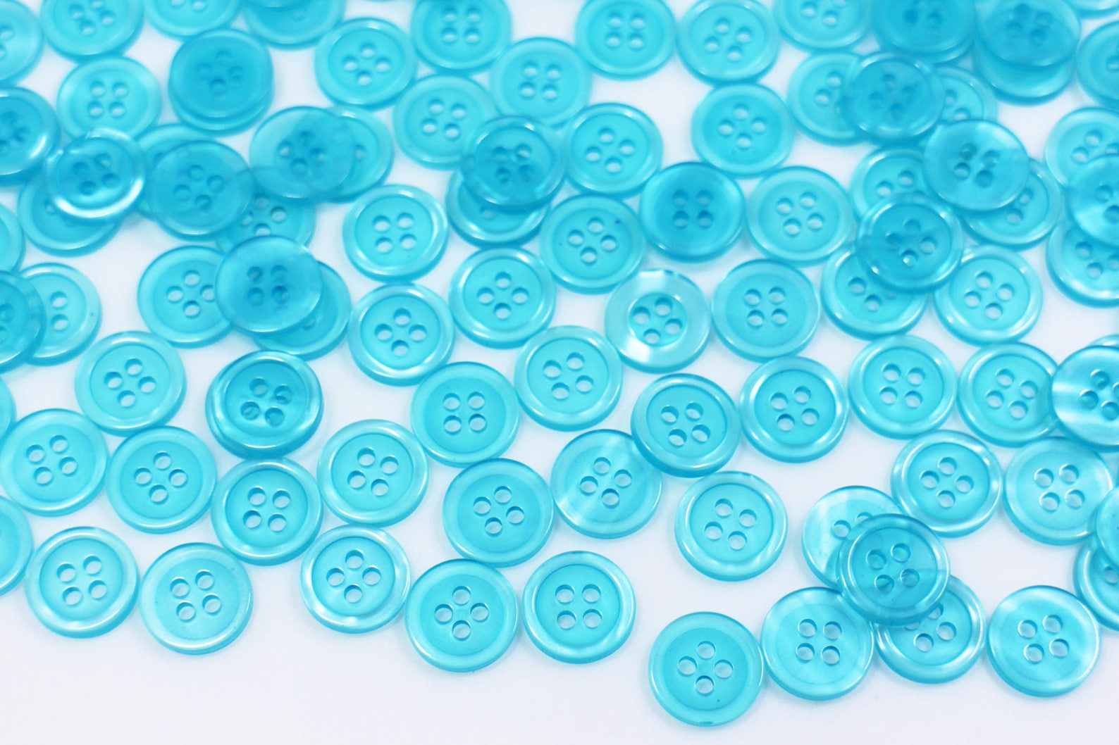 50 Pcs Light Blue Four Holes Button Small Shiny Buttons - Etsy