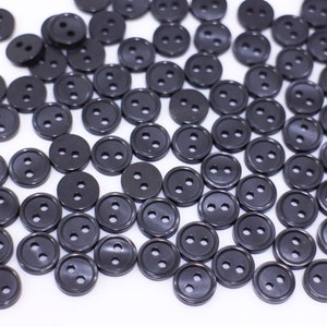 Tiny Black Buttons, Mini Extra Small Size, Raised Edge, Two Hole, for ...