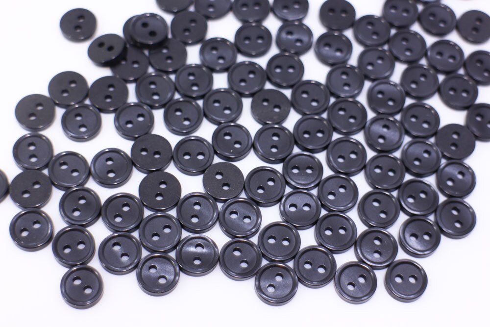 Tiny Black Buttons, Mini Extra Small Size, Raised Edge, Two Hole, for ...