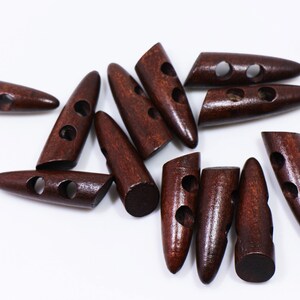 Dark Brown Toggle Buttons, Pointy End, Two Holes, for Winter Trench ...