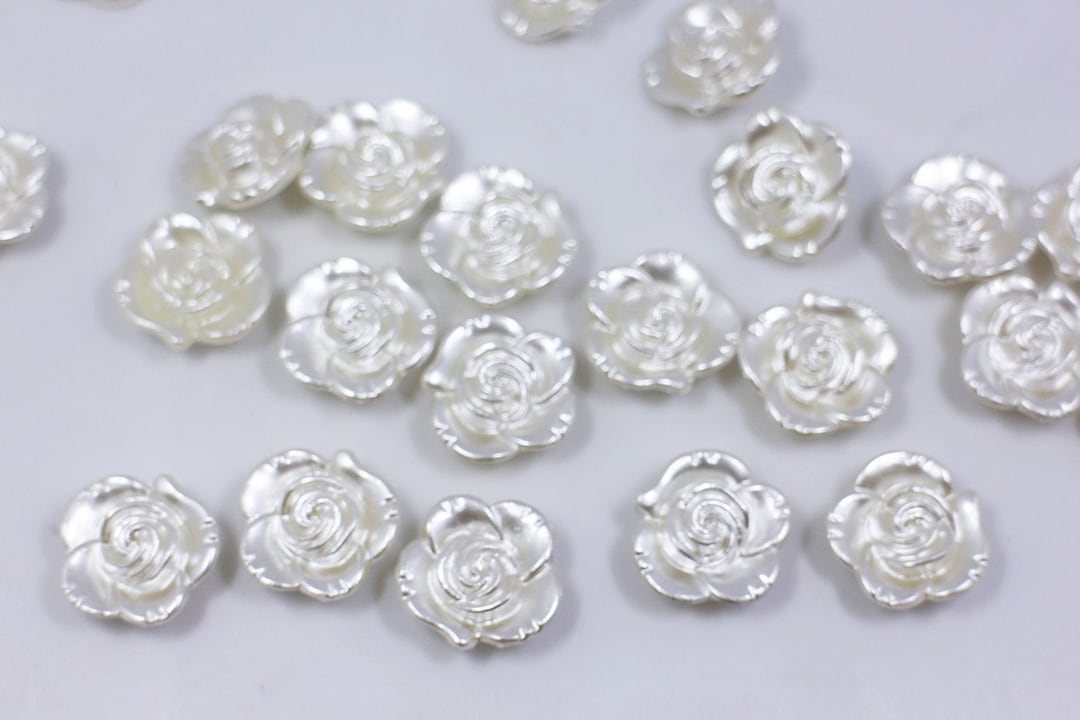 Pearl White Rose Shank Buttons, Roses Shanks, Flower-shape Button ...