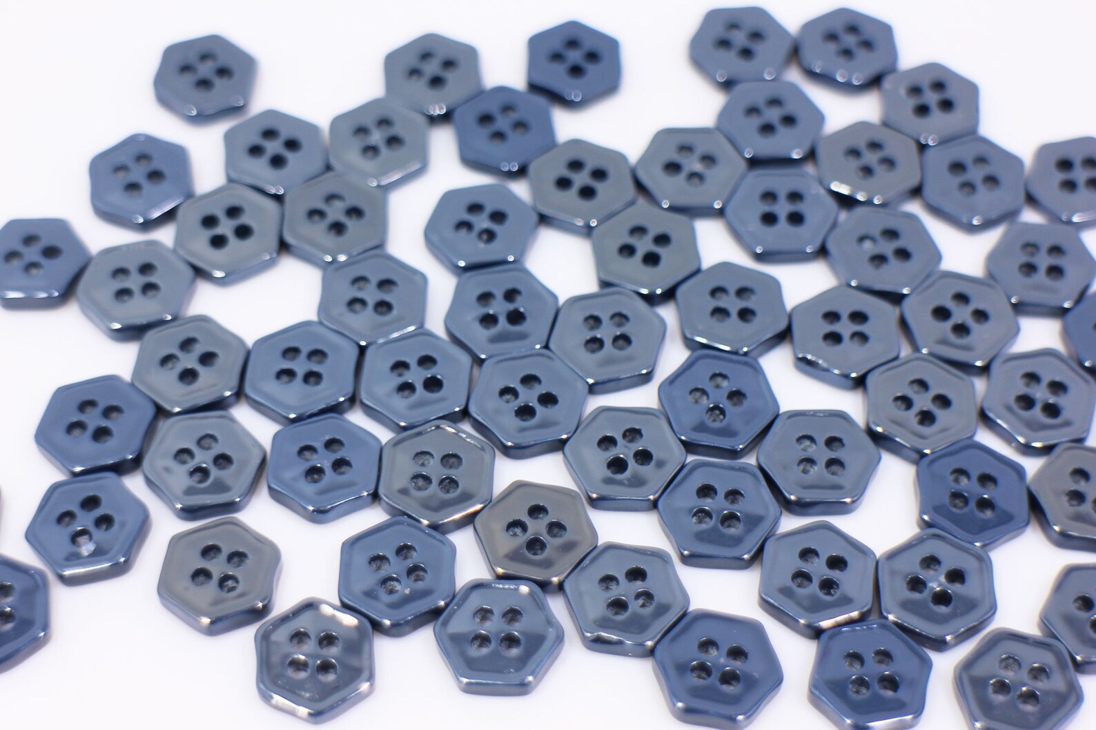 Metallic Dark Blue Hexagon Button Four Holes Sewing Button | Etsy