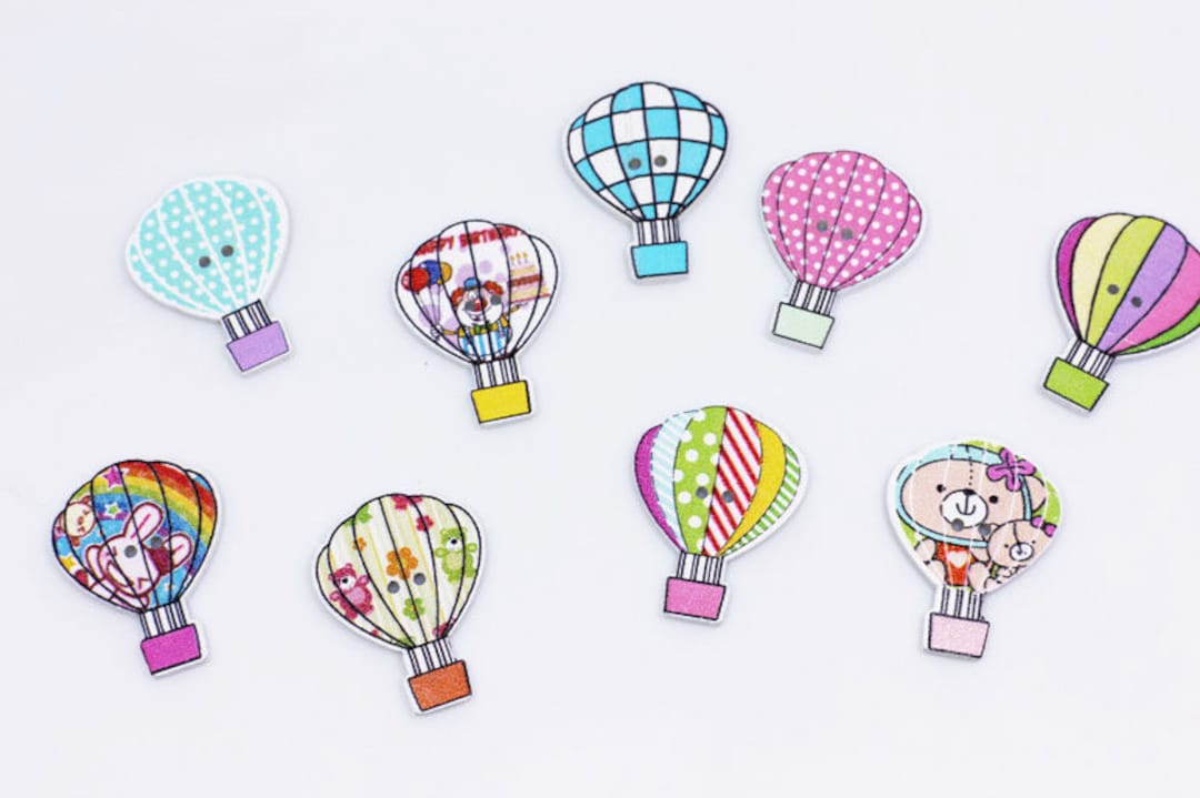 Air Balloon Wooden Button, 2 Holes, Wood Made, Cute and Colorfu ...