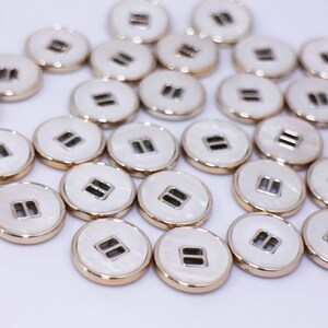 White Coat Buttons, Cream White and Gold Color, Vintage Style, 2 Hole ...