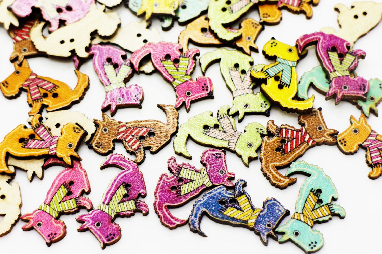 Dog Wood Button Cartoon Dogs Button Children Button Animal - Etsy