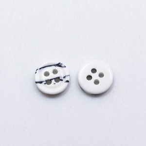 White Marble Pattern Button, White and Black, Four Holes Resin Button ...