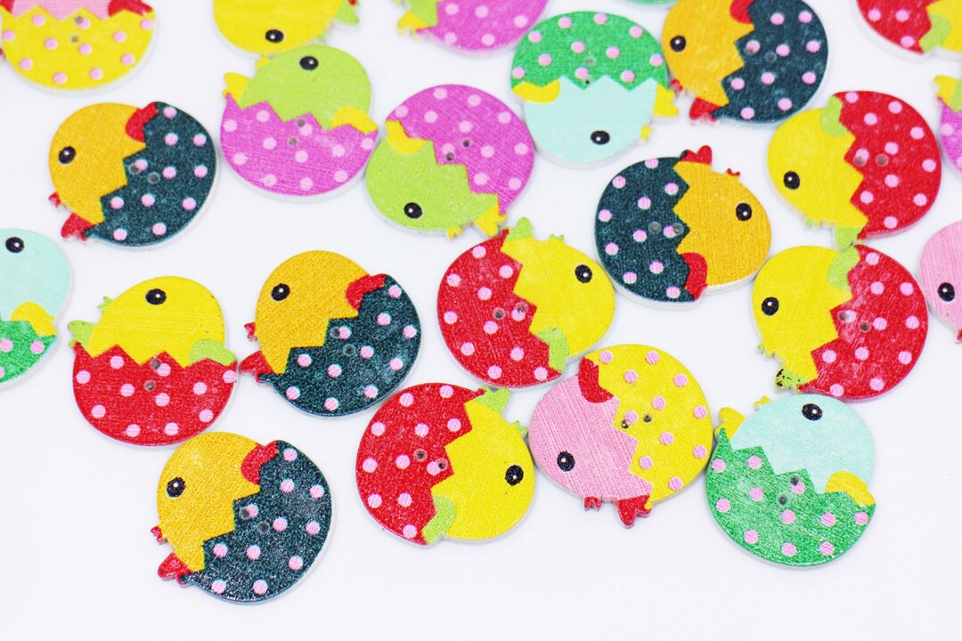 Little Chicken Wooden Button, Easter Egg, Colorful Cute Fun, Animal ...