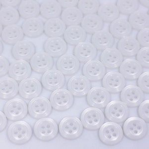 Frosted White Buttons, Wide Edge, for Sewing Blouse Shirt Pajamas, Four ...