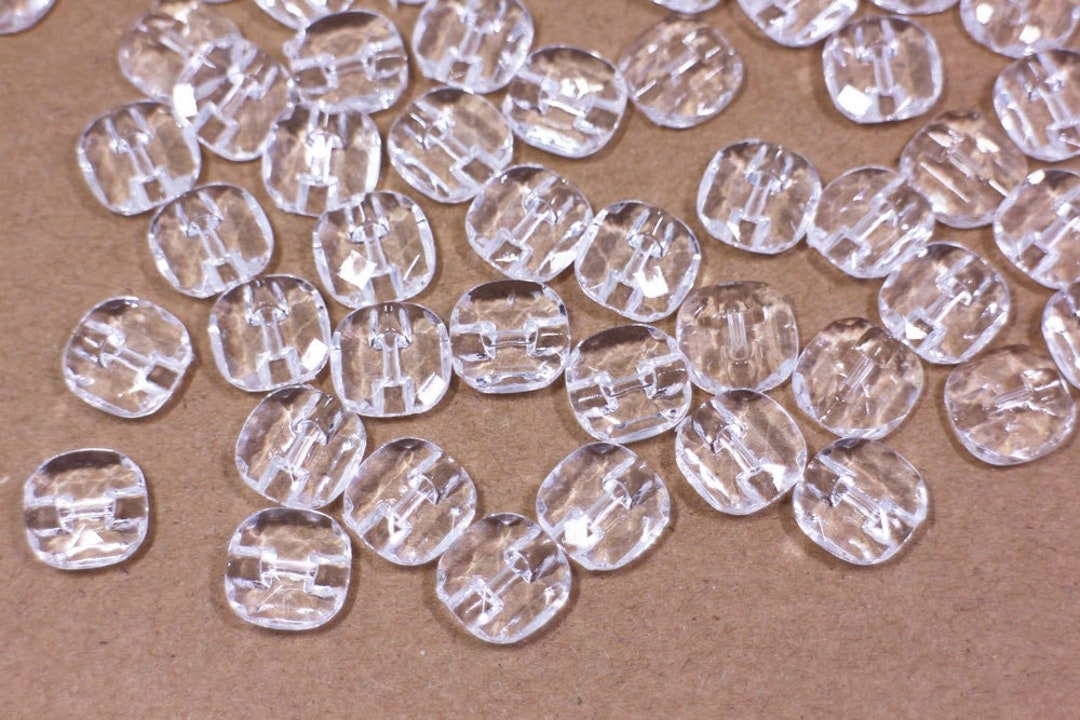 Square Shaped Clear Acrylic Shank Buttons, Tunnel Shank, Transparent ...