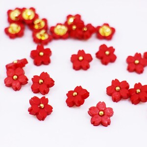 Red Flower Buttons Japanese Sakura Flower Shape Bright Red - Etsy