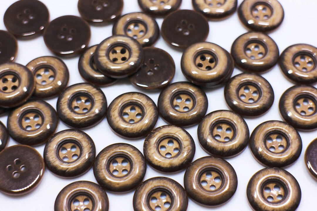 Brown Retro Style Button, Glossy Finish, Ombre Color, Four Holes, Made ...