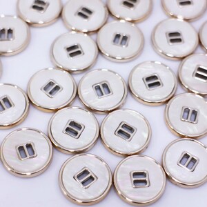White Coat Buttons, Cream White and Gold Color, Vintage Style, 2 Hole ...