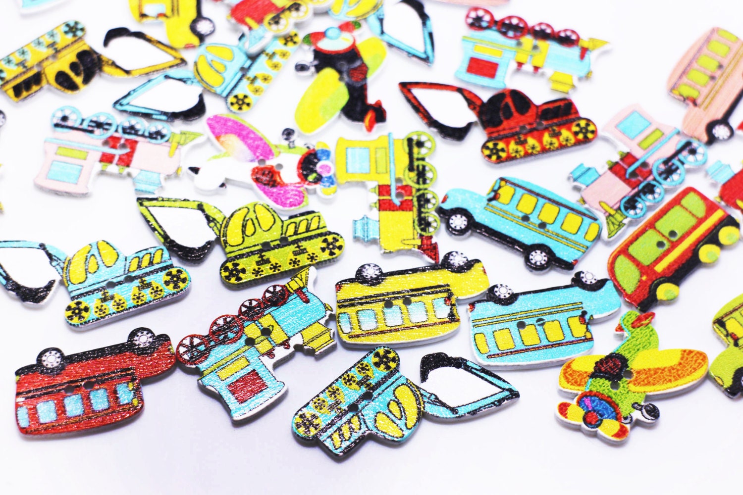 Transportation Wooden Button Bus Truck Helicopter Train - Etsy