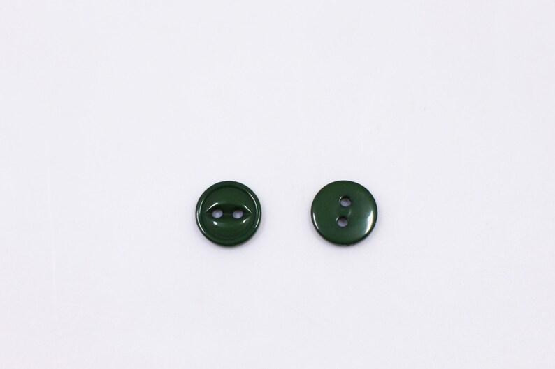 Dark Green Buttons, Cat Eye Cut Out, Two Holes, Small Size, Made of ...