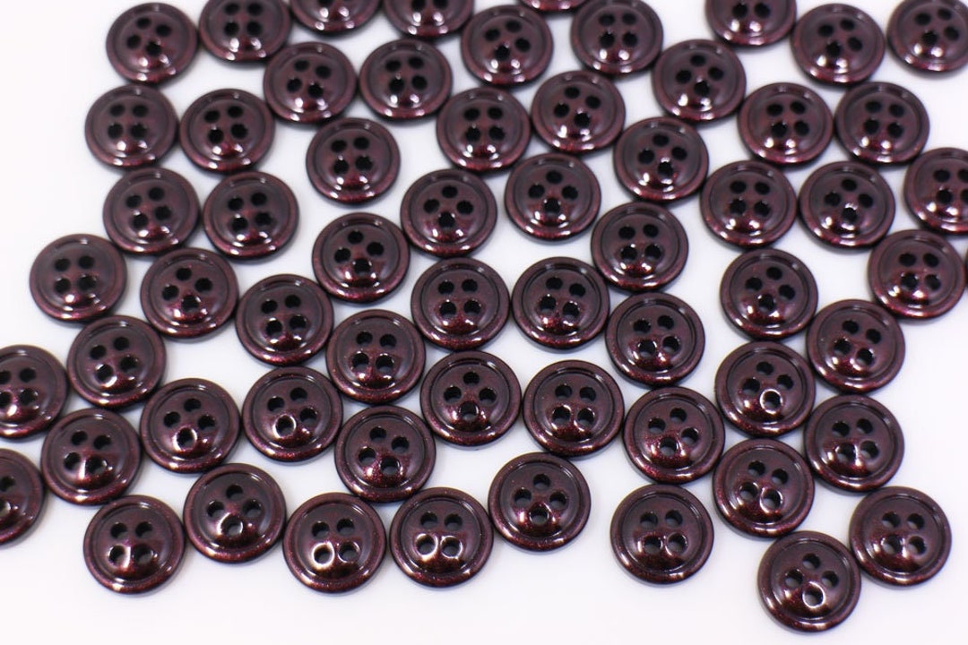 Dark Red Buttons, Small Size, Metallic Looking, Raised Top, Made of ...