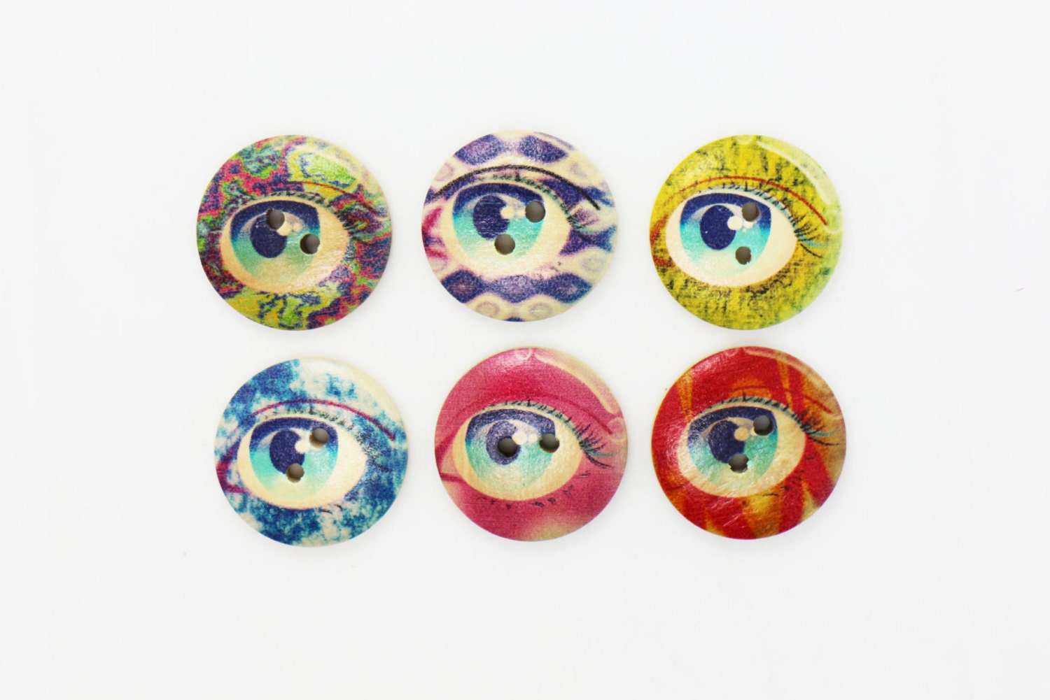 Eyeball Wood Button Boton De Madera Halloween Buttons DIY - Etsy