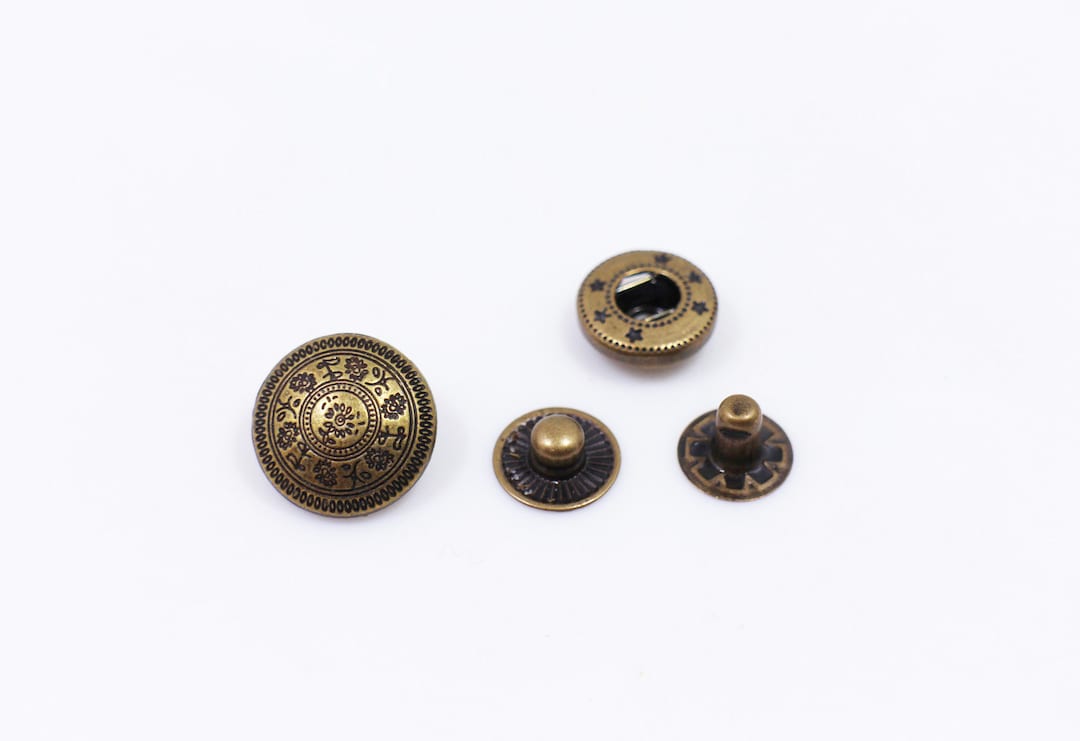 Flower Metal Snap Buttons, Upholstery Buttons, Antique Bronze Color ...