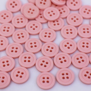 Matte Pink Button, Four Holes, Light Pastel Pink Color, Raised Edge ...