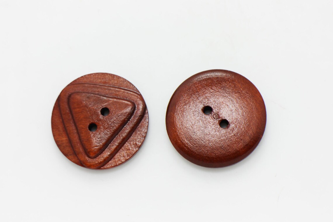 Triangle Dark Brown Wooden Button, Coat Button, Ethnic Button, Bohemian ...