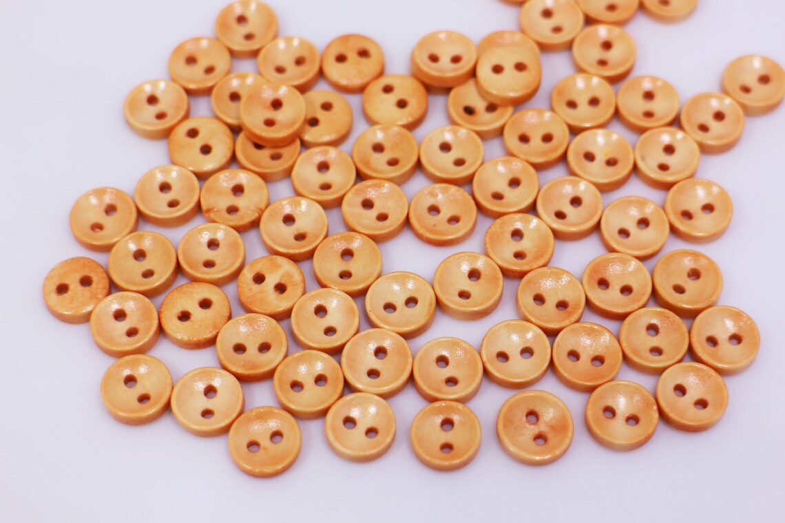 Extra Small Light Brown Wooden Button Mini Natural Wood | Etsy