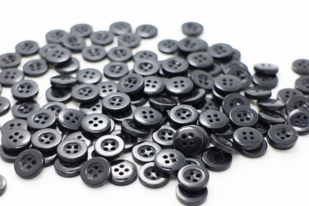 Black Sewing Button, Simple Standard Style, Four Holes, Made of Resin ...