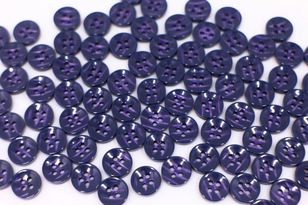 Purple and Blue Buttons, Four Holes, Striped Pattern, Bowl Shape, Small ...