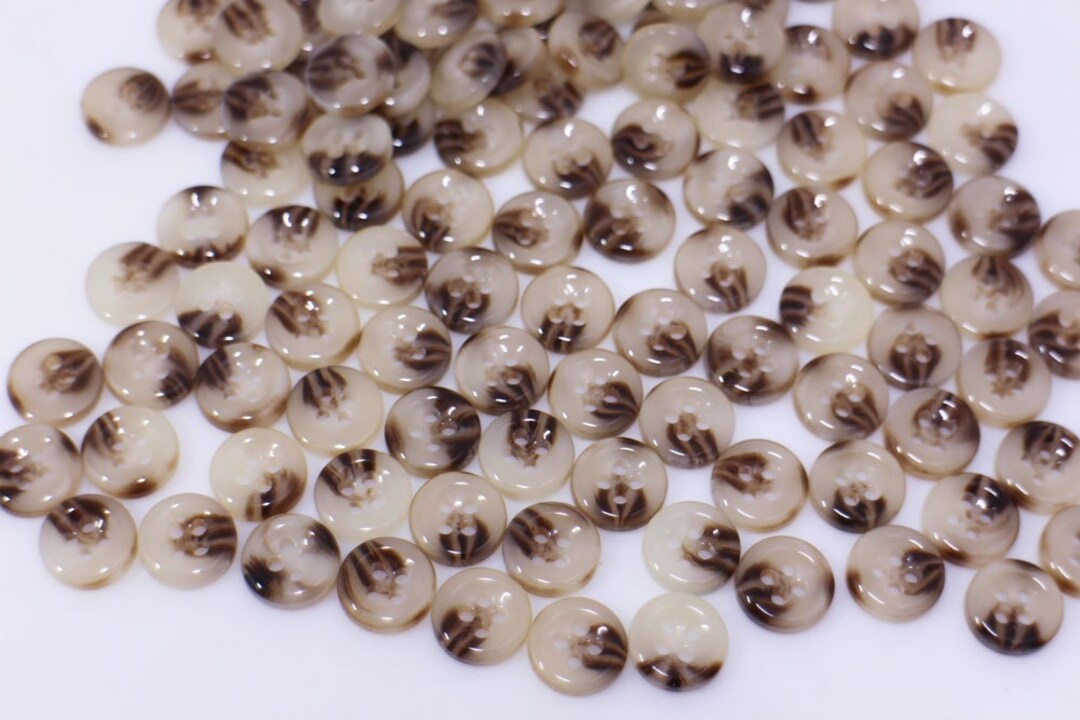 Khaki Retro Style Buttons, Marble Pattern, Brown and Beige Color, Made ...