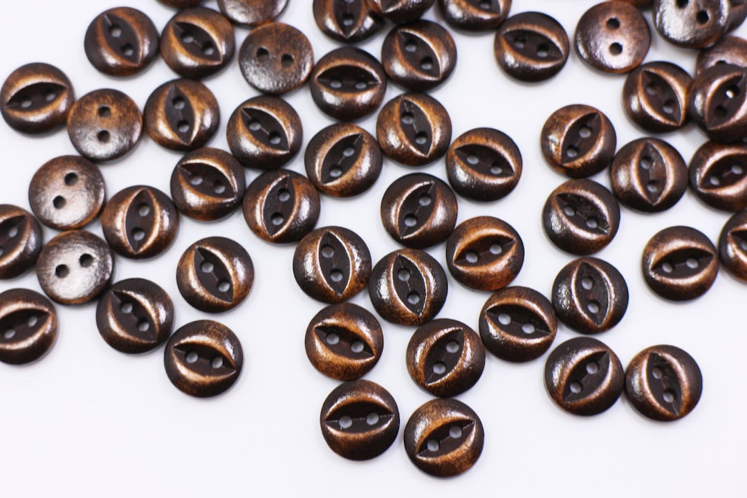 Dark Brown Wooden Buttons, Fish Eyes Cut Out Design, 11mm, 0.43inch ...