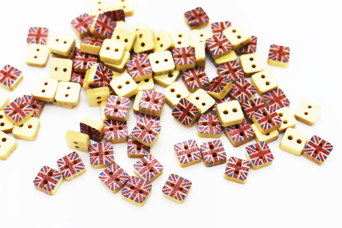 Mini England Flag Wooden Button British Flag Button Tiny - Etsy