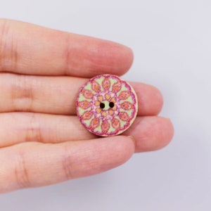 Vintage Style BOHO Wooden Button, Floral Pattern Button, Bohemian ...