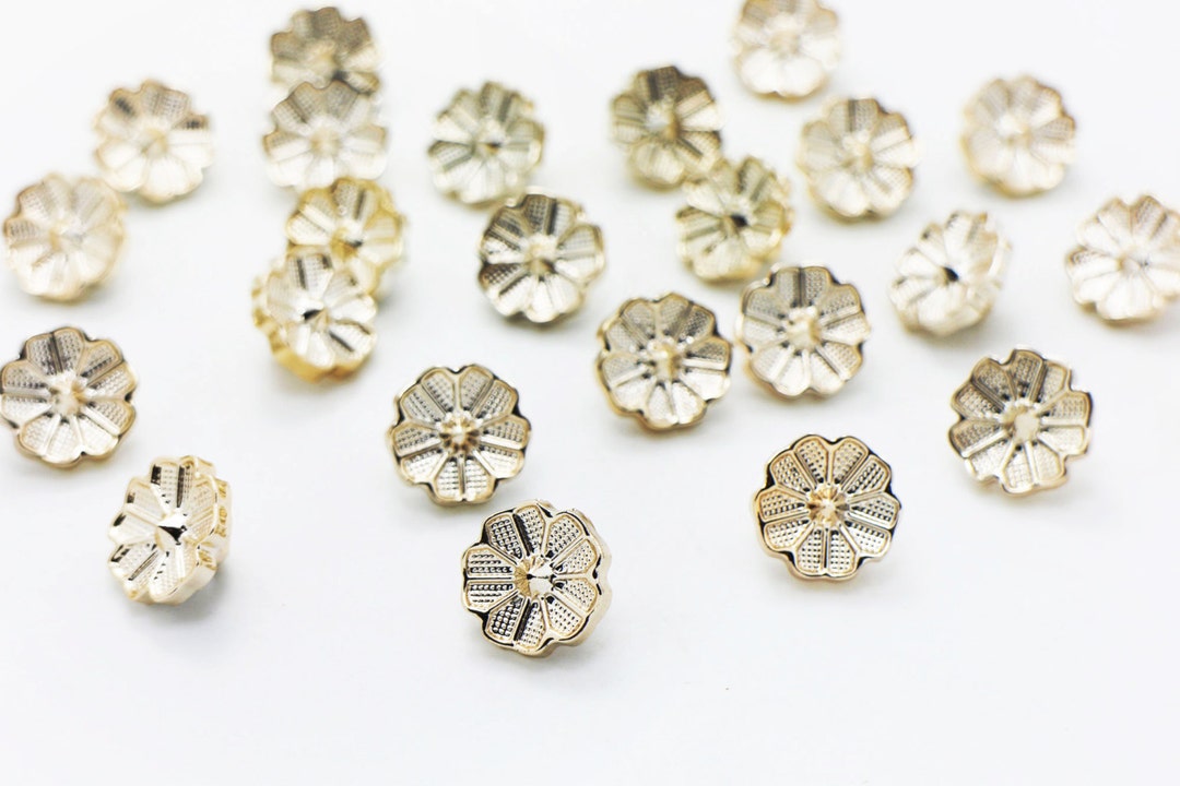 Gold Flower Shank Buttons, Floral Shape, Vintage Style, for Dress ...