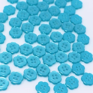 Teal Blue Flower Buttons, Floral Shaped, Light Blue Color, Four Holes ...