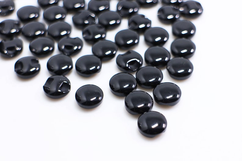 Black Shank Buttons, Tunnel Shank, Solid Color, Glossy Finish, Animal ...