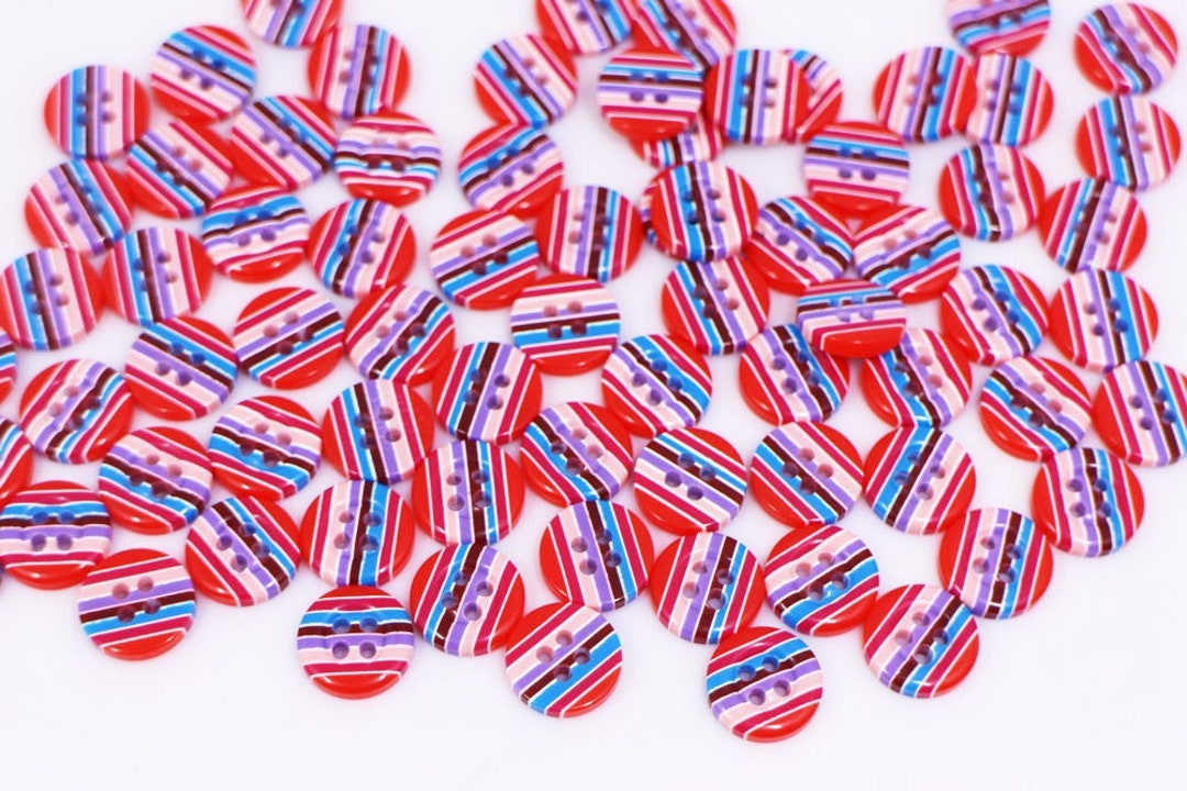 Red Striped Buttons, Rainbow Color, Red Pink Purple Blue, Colorful ...
