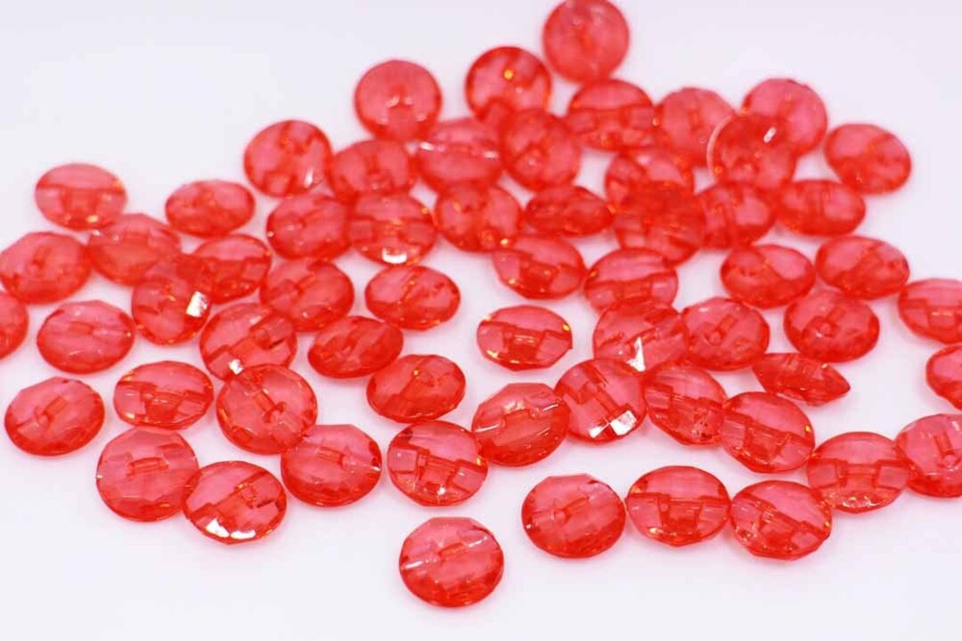 Red Acrylic Shank Buttons, Tunnel Shank, Clear Transparent, Elegant ...