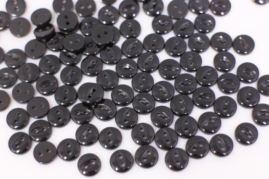 Black Cat Eye Buttons, Extra Small Size, Oval Shape Cut Out, Two Holes ...