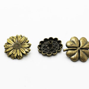 Four Leaf Clover Snap Buttons, Sunflower Snap Fastener, Flower, Antique ...