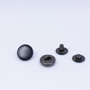 Matte Black Metal Snap Buttons, Flat Top, Round, Upholstery, Model 633 ...