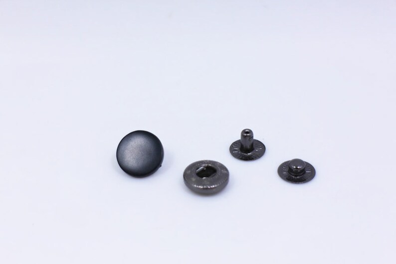 Matte Black Metal Snap Buttons, Flat Top, Round, Upholstery, Model 633 ...