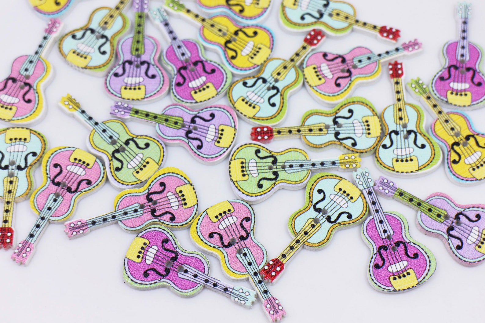Guitar Wooden Buttons Musical Instrument Buttons Mixed - Etsy