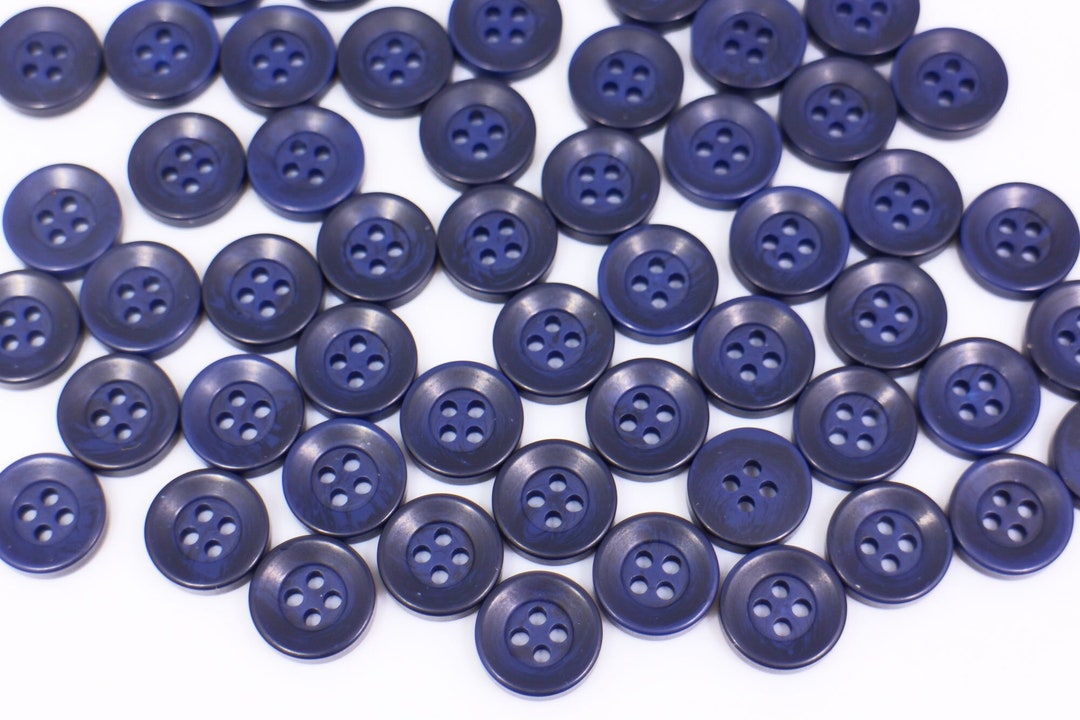 Dark Blue Buttons, Patterned, Four Holes, Bowl Shaped, Professional ...