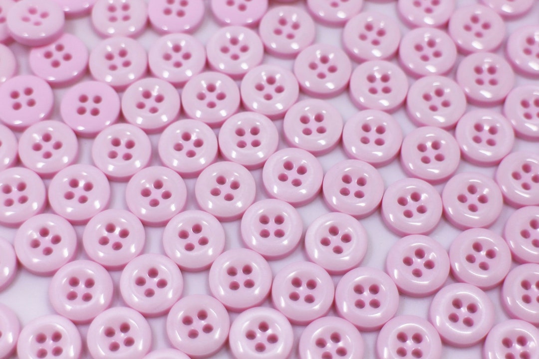 Pastel Pink Buttons, Light Pink Color, Glossy Finish, Small Size, Four ...