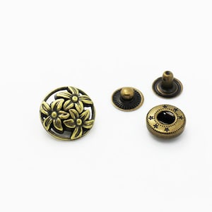 Flower Rose Snap Fastener, Rose Snap Button, Antique Bronze Press Stud ...