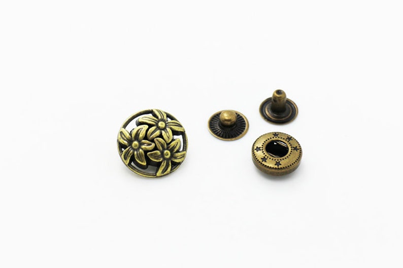 Flower Rose Snap Fastener, Rose Snap Button, Antique Bronze Press Stud ...